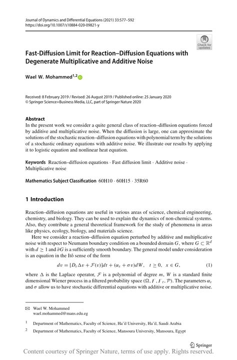 Fast Diffusion Limit For Reactiondiffusion Equations With Degenerate Multiplicative And