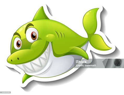 Smiling Shark Cartoon Sticker Stock Illustration Download Image Now