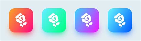 Flower Solid Icon In Square Gradient Colors Rose Signs Vector Illustration 10941412 Vector Art