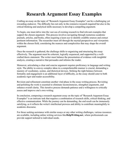 Research Argument Essay Examples Sample Research Argumentative Essay How To Create A Research