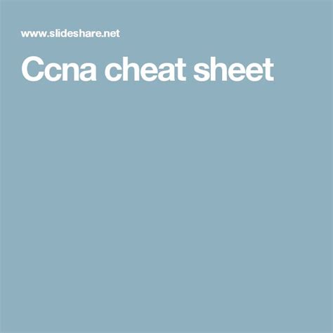 Ccna Cheat Sheet Cheat Sheets Ccna Cheating