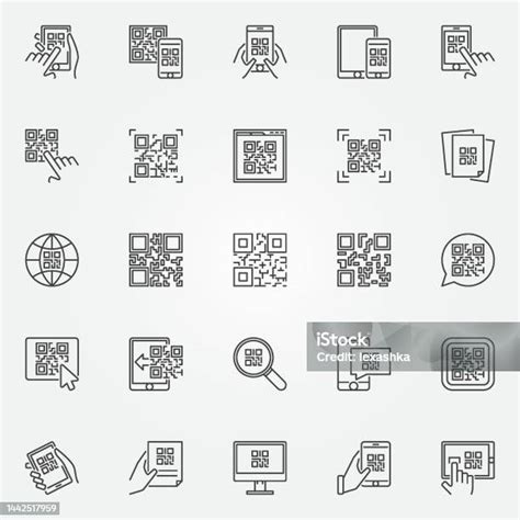 Qr 코드 아이콘을 설정합니다 빠른 응답 코드 개념 기호 또는 디자인 요소의 벡터 컬렉션 Qr코드에 대한 스톡 벡터 아트 및 기타 이미지 Qr코드 로고 코드 Istock