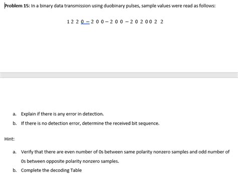 Solved Problem 15 In A Binary Data Transmission Using