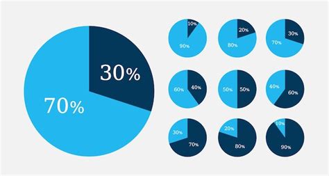 Premium Vector 9 Set Pie Chart Percentage Graph Design Infographic Vector 3d Pie Chart