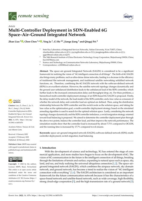 Pdf Multi Controller Deployment In Sdn Enabled 6g Spaceairground
