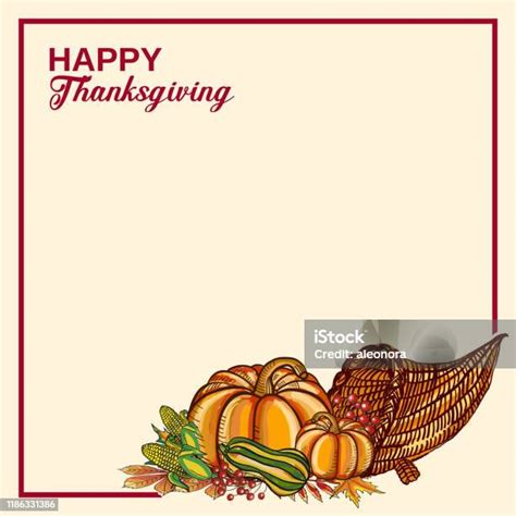 잘 익은 야채와 큰 아름다운 호박의 코너 구성 행복한 추수 감사절 추수감사절에 대한 스톡 벡터 아트 및 기타 이미지 추수감사절 프레임 벡터 Istock