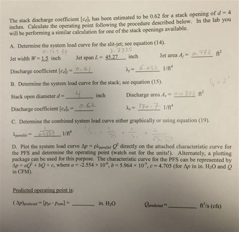 solved the stack discharge coefficient [c d] s has been