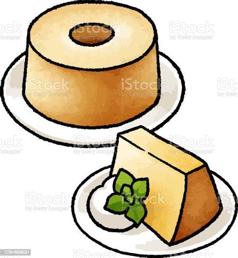 음식 일러스트 소재 쉬폰 케이크의 손으로 그린 벡터 일러스트레이션 건강에 좋지 않은 음식에 대한 스톡 벡터 아트 및 기타 이미지