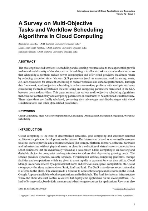 pdf a survey on multi objective tasks and workflow scheduling algorithms in cloud computing