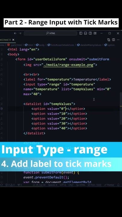Html Input Range With Tick Marks And Labels Htmlform Codewithmayur Youtube