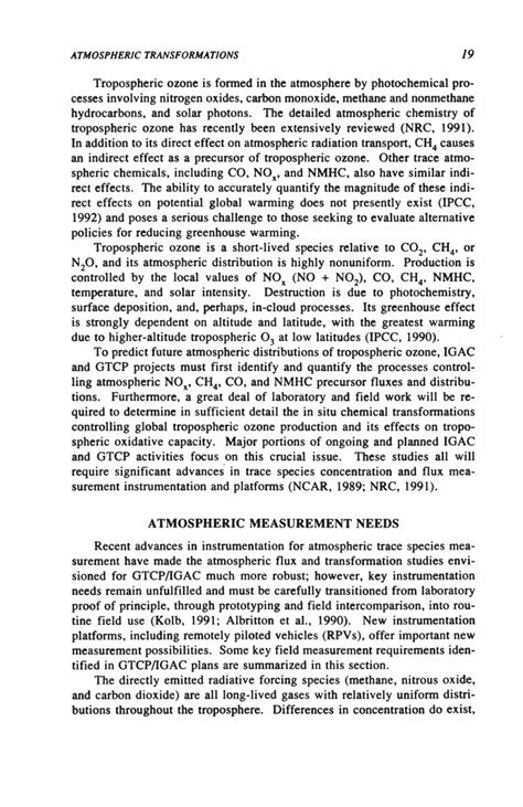 Atmospheric Transformations Forcing Gas Concentration Levels And Atmospheric Measurements