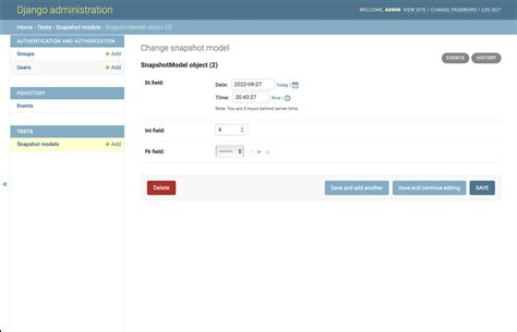 Admin Integration Django Pghistory