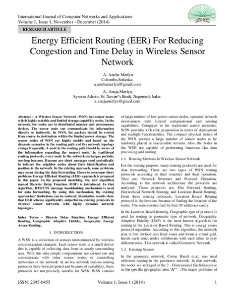Pdf Energy Efficient Routing Eer For Reducing Congestion And Time