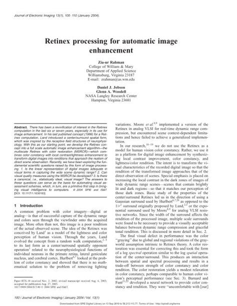retinex processing for automatic image enhancement