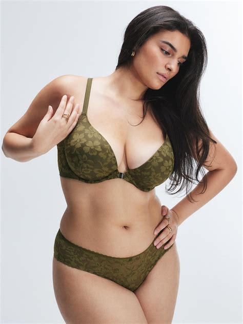 Lavish Lace Front Closure Push Up Bra In Green Savage X Fenty