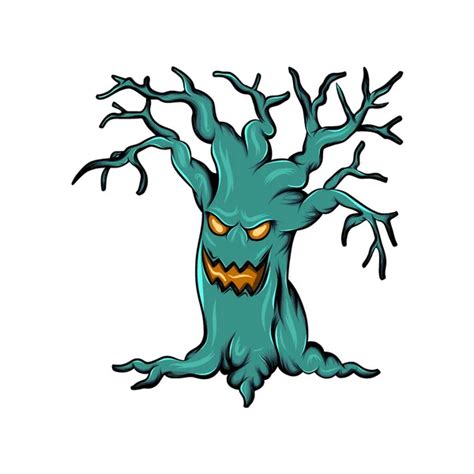 Illustration Monster Brown Tree Face Trunk Halloweens Edition Stock