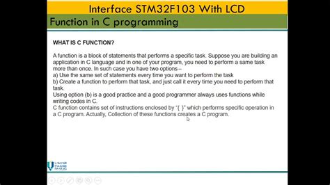 Interfacing Stm32f103 With Lcd Class 3 Function Youtube