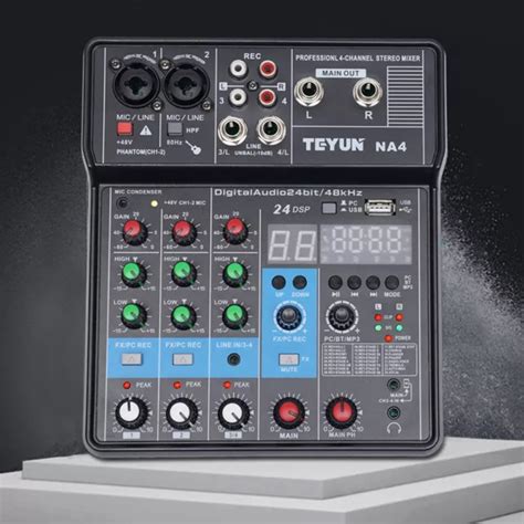 CHANNEL MINI Audio Mixer USB Bluetooth Mixing Console Sound Card For Karaoke EUR