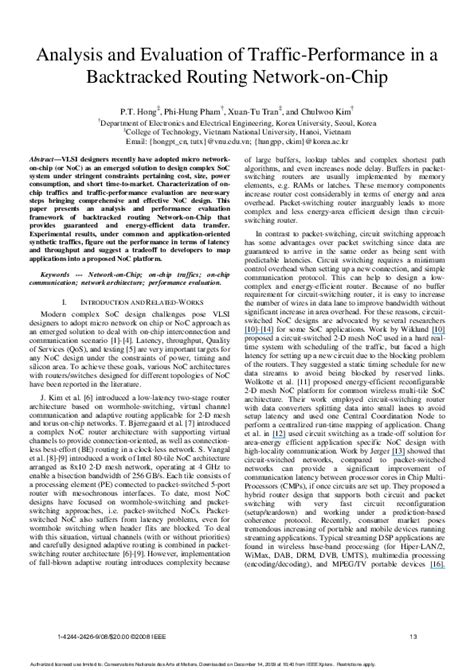 Pdf Analysis And Evaluation Of Traffic Performance In A Backtracked Routing Network On Chip