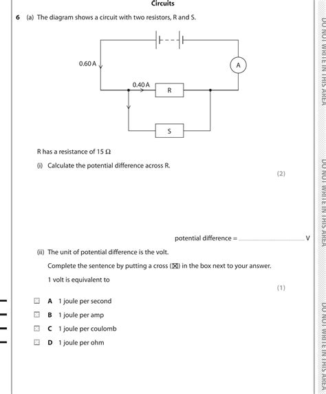 GCSE Edexcel Physics Series Parallel Circuits A The Diagram Shows A Circuit