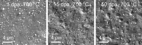 Sem Overviews Of Ion Irradiated Si 3 N 4 Vs Dpa At 700 °c Unirradiated