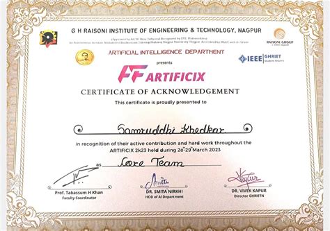 Samruddhi Khedkar On Linkedin Was Amazed To Be A Part Of Our Technical Event Artificix 20 And