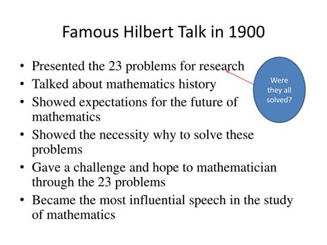 PPT Hilberts Problems PowerPoint Presentation Free Download ID