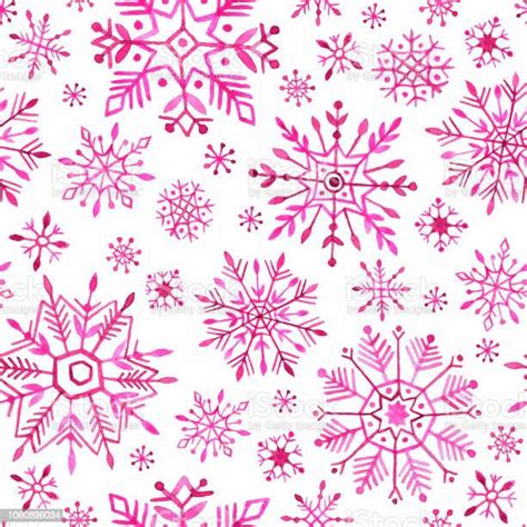 수채화 눈송이 완벽 한 패턴입니다 흰색 바탕에 핑크 눈송이입니다 눈송이에 대한 스톡 벡터 아트 및 기타 이미지 눈송이 분홍 수채화 Istock