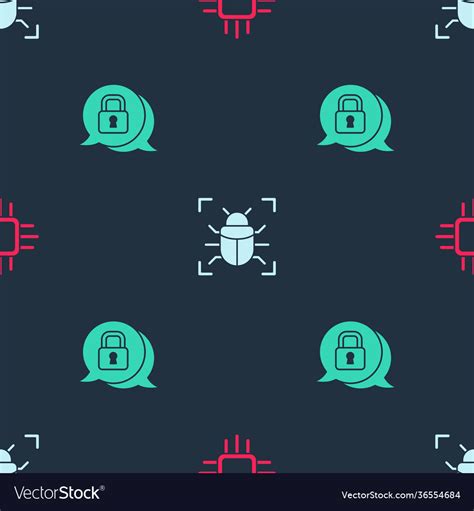 Set Processor With Microcircuits Cpu System Bug Vector Image
