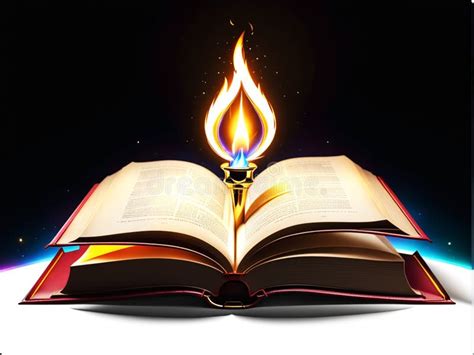 Enlightening Pages Torch On An Open Book Stock Illustration