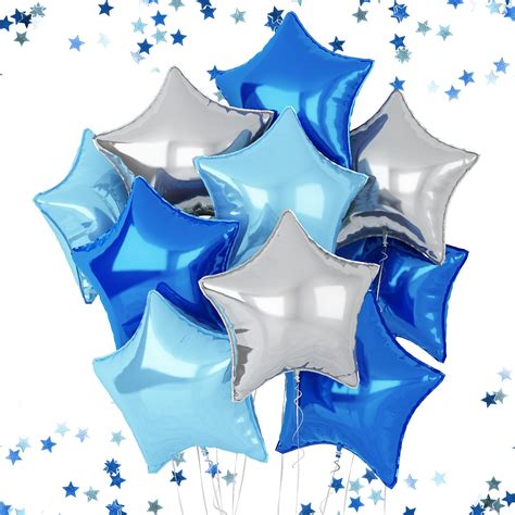 Blue Silver Foil Star Balloons 18 Inches Star Foil
