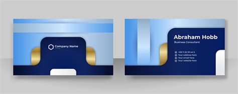 현대 창조적이고 깨끗한 블루 골드 명함 디자인 템플릿 트렌디 한 단순한 추상 기하학적 세련된 웨이브 라인이있는 고급 우아한 명함 디자인 배경 벡터 일러스트 레이 션 개념에