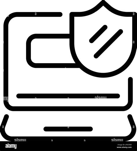 Secured Laptop Icon Outline Secured Laptop Vector Icon For Web Design