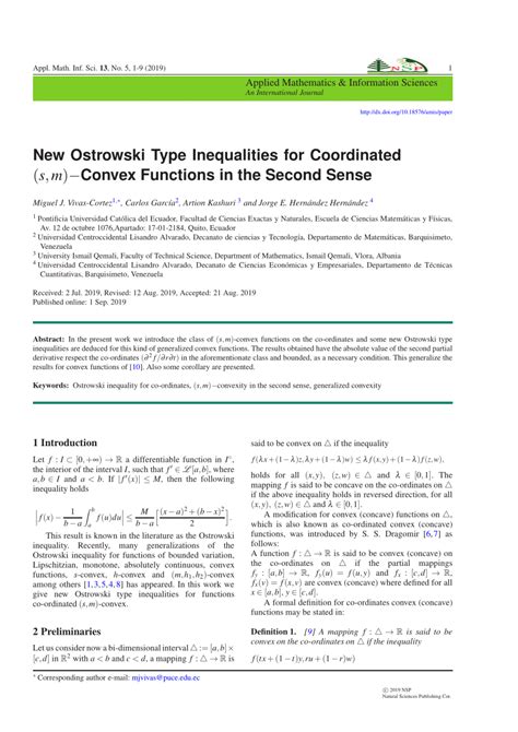 Pdf New Ostrowski Type Inequalities For Coordinated S M−convex Functions In The Second Sense