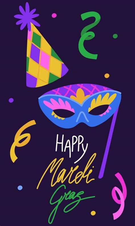 Contento Mardi Gras Vertical Bandera Con Azul Carnaval Mascarilla Festivo Arlequín Sombrero Y