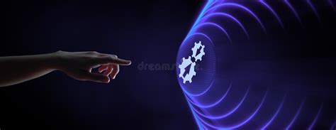 Integration Data System Technology Concept Hand Pressing Virtual