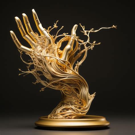 A Captivating Animestyle Illustration A Golden Statue Hand Suspended