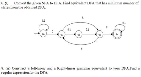 Solved 8 I Convert The Given NFA To DFA Find Equivalent Chegg Com