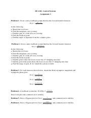 Control System Assignment Pdf EE Control Systems Assignment Problem Given A Unity