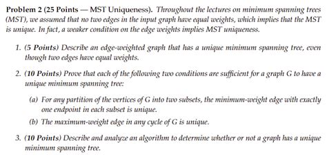 solved problem 2 25 ﻿points ﻿mst uniqueness ﻿throughout