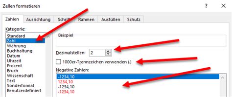 Excel Zellen formatieren Währung Datum Dezimalstellen