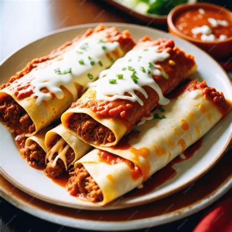 New Mexican Flat Enchiladas With Vegetable Chunks And Blurred Backgroundhighquality 16k