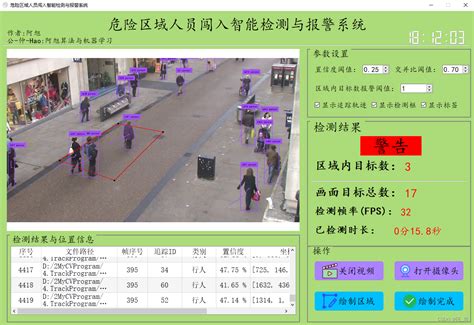 基于yolov8深度学习的危险区域人员闯入检测与报警系统【python源码pyqt5界面数据集训练代码】yolov8、bytetrack