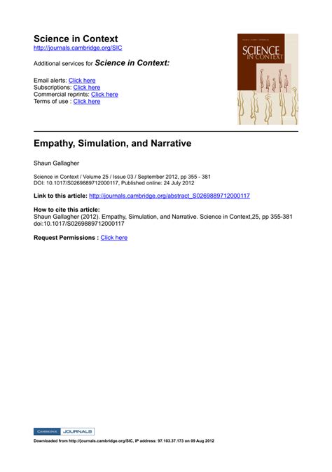 Pdf Empathy Simulation And Narrative
