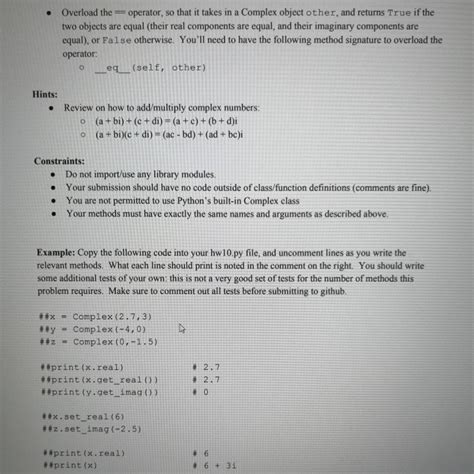 Solved The Complex Class Must Include The Following Init