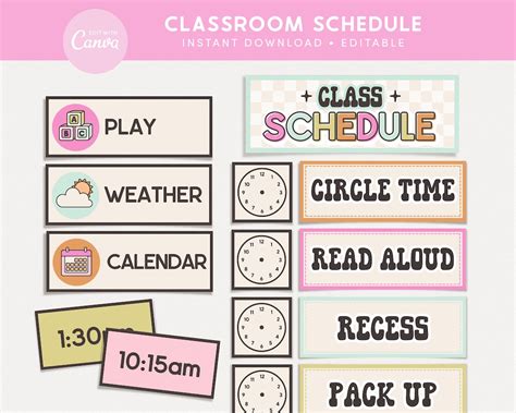 Classroom Visual Schedule Editable Canva Template Bright Desert