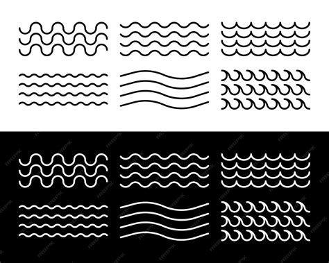 Premium Vector Sea Water Waves Collection Of Linear Waves Of Different Style And Size Vector