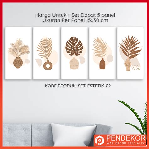 Jual Hiasan Dinding Estetik Dapat 5 Panel Pajangan Dinding Set Estetik 02 Shopee Indonesia