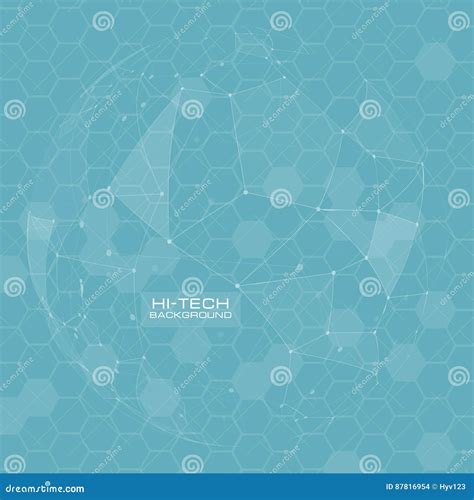 Wireframe Mesh Polygonal Element Sphere With Connected Lines And Dots Vector Illustration