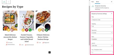 Configure Recipes By Taxonomy Block Wp Delicious